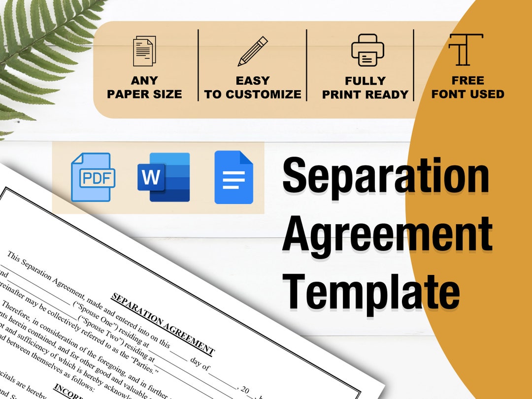 Separation Agreement Template: Marital Settlement, Divorce (MS Word ...