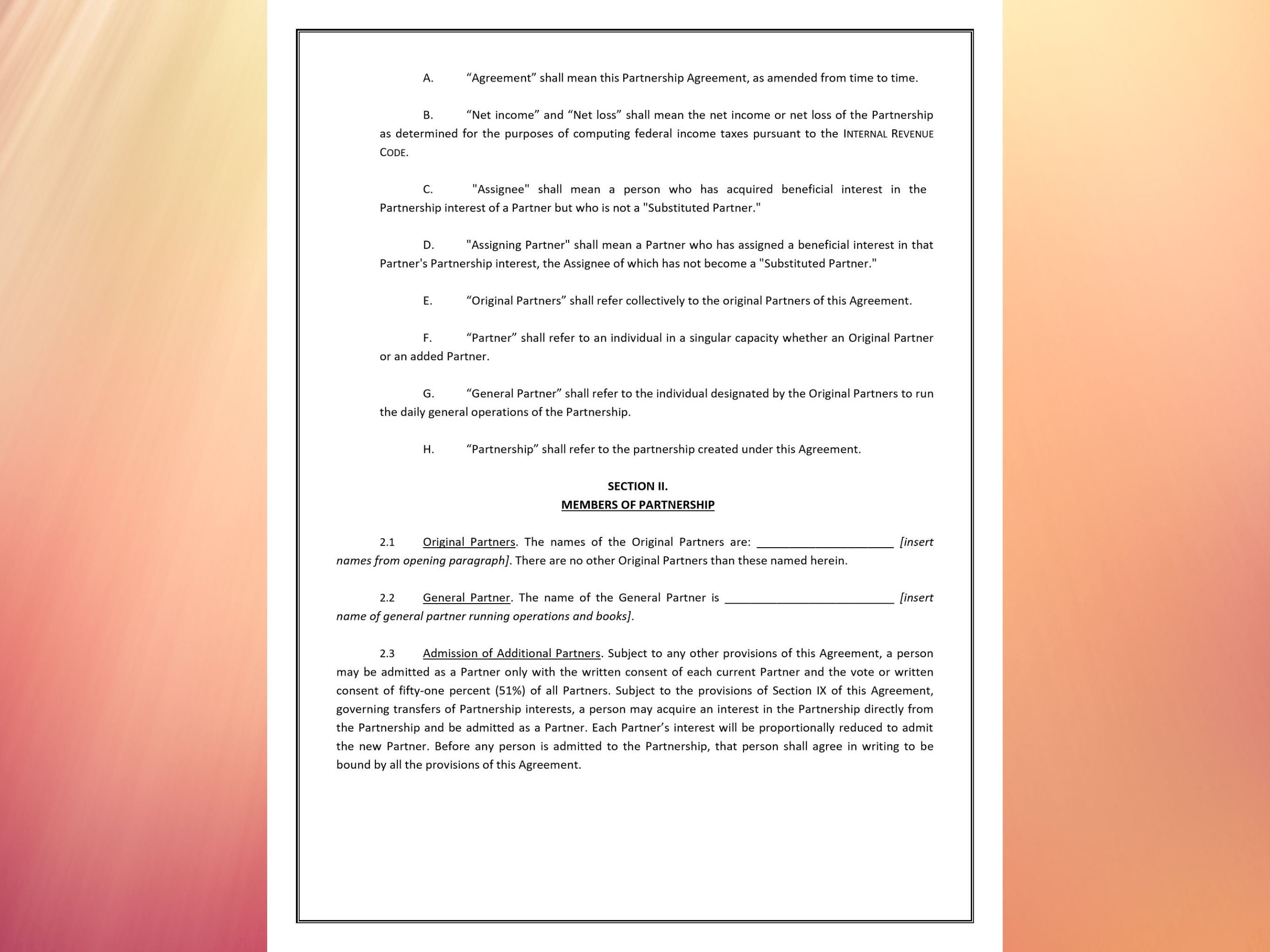 Partnership Agreement Template: Customizable Legal Contract (digital ...