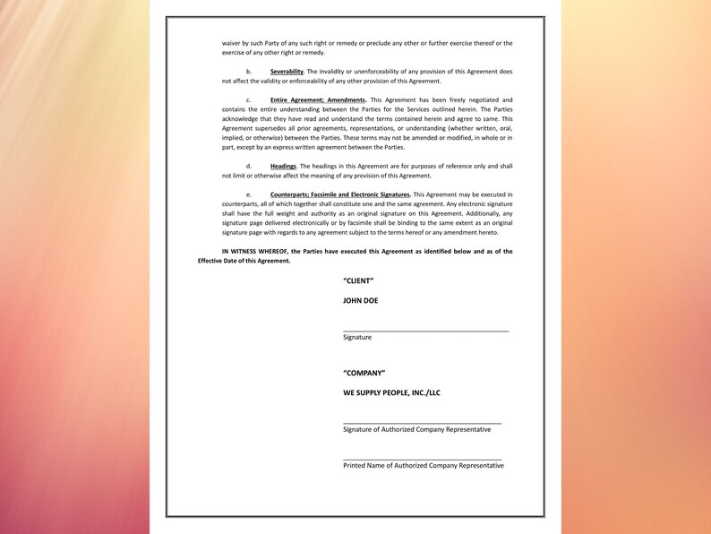 Food Services Contract Template | Food Service Provider | Restaurant ...