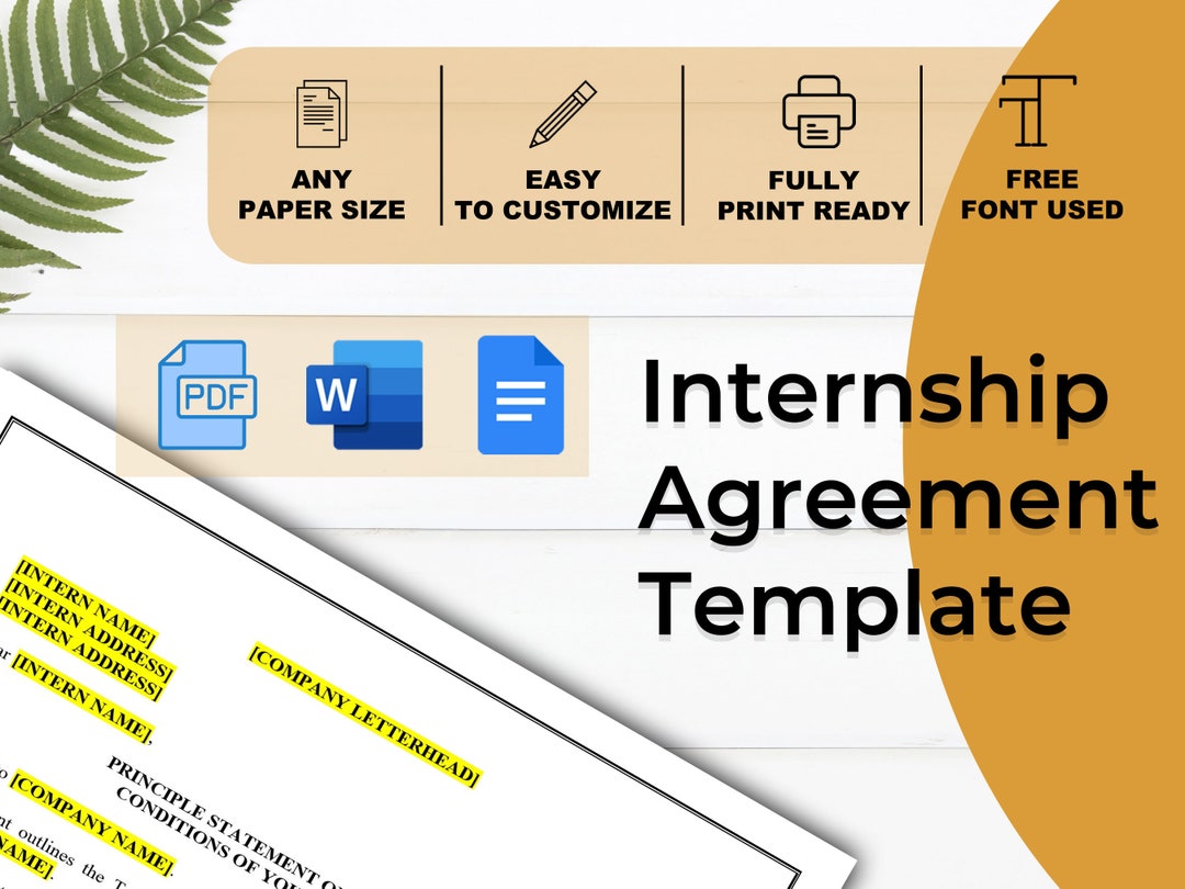 Internship Agreement Template | Student Intern | Standard Internship ...
