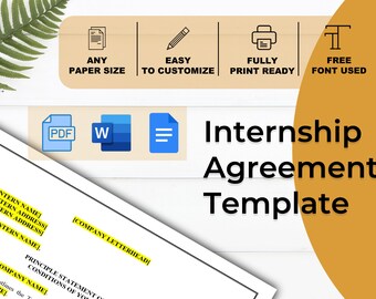 Internship Agreement Template | Student Intern | Standard Internship ...