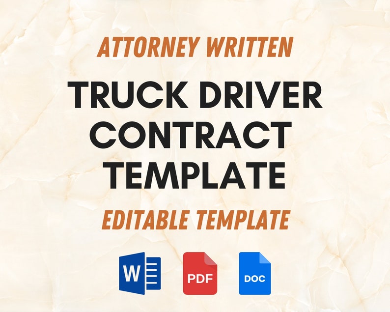 Comprehensive Truck Driver Contract Template - Digital, Legal ...
