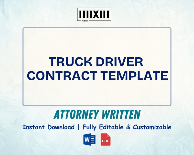 Truck Driver Contract Template - Safe & Legal Trucking Operations - Etsy