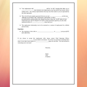 Hourly Employee Offer Letter Template Employees Letter Template Legally ...