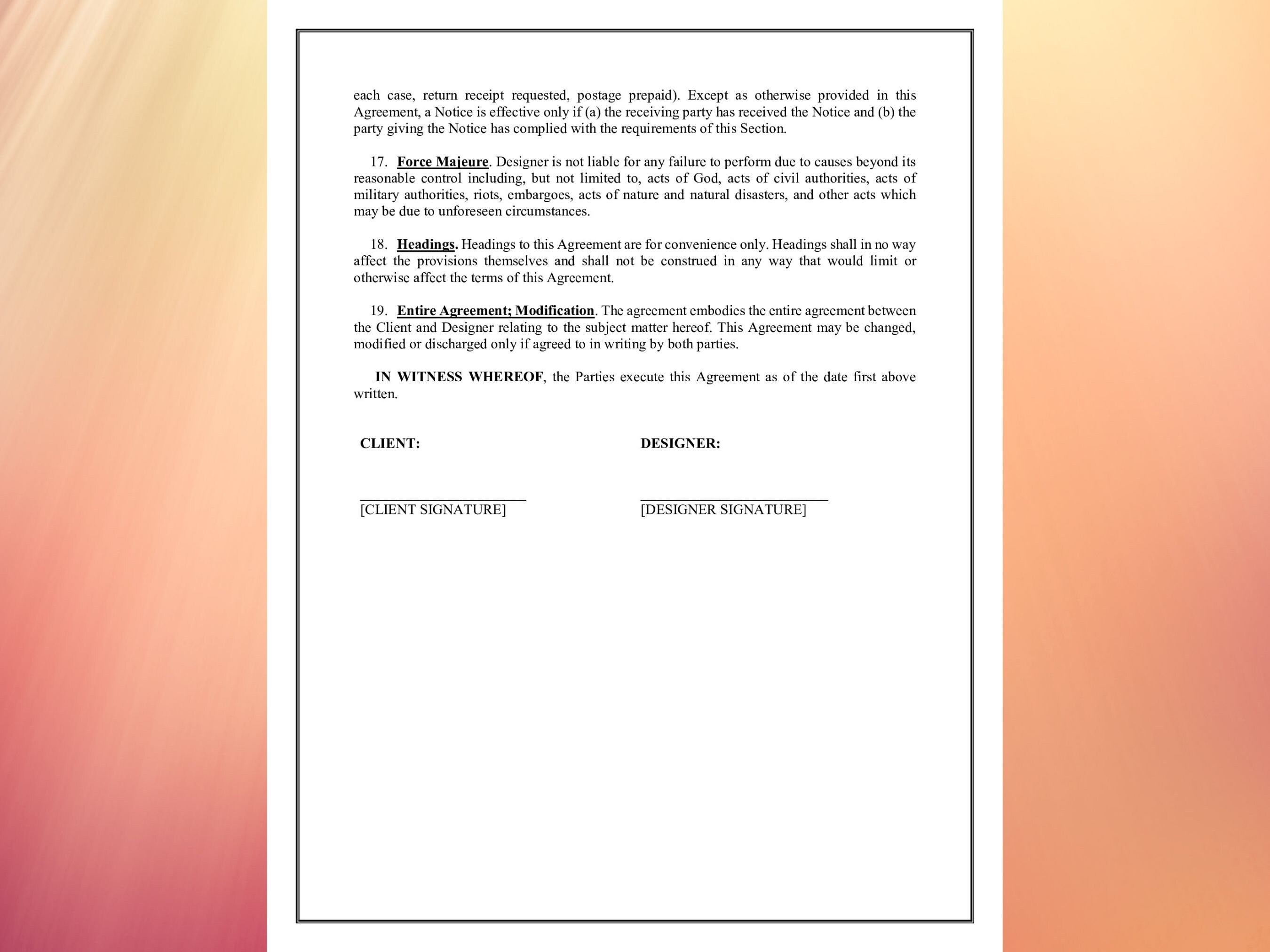 Web Design Contract | Website Design | Agreement | Contract Form ...