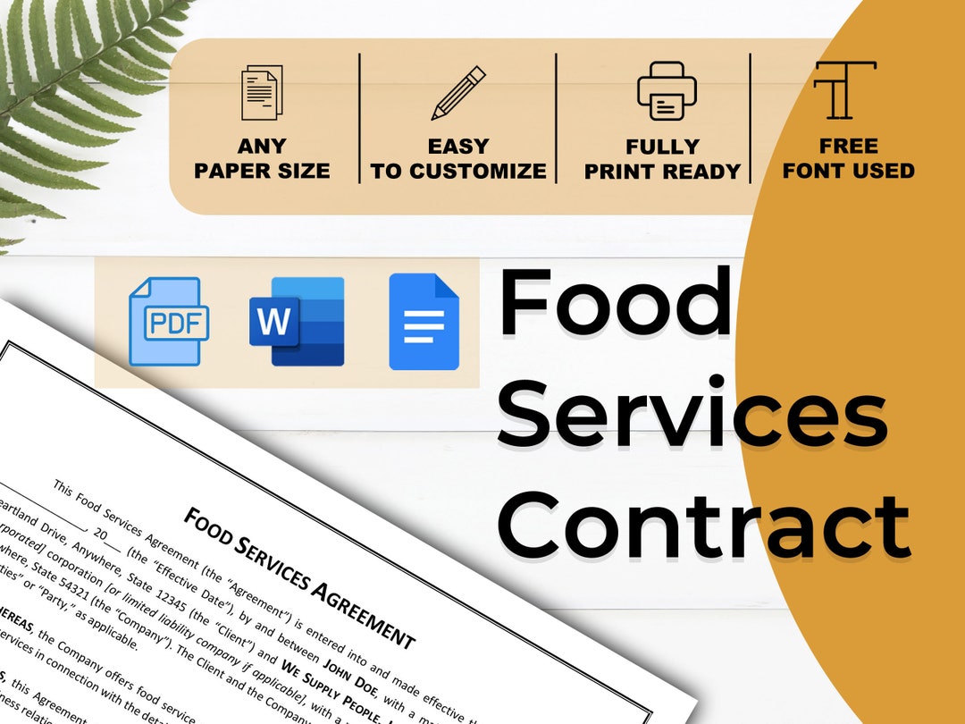 Food Services Contract Template | Food Service Provider | Restaurant ...