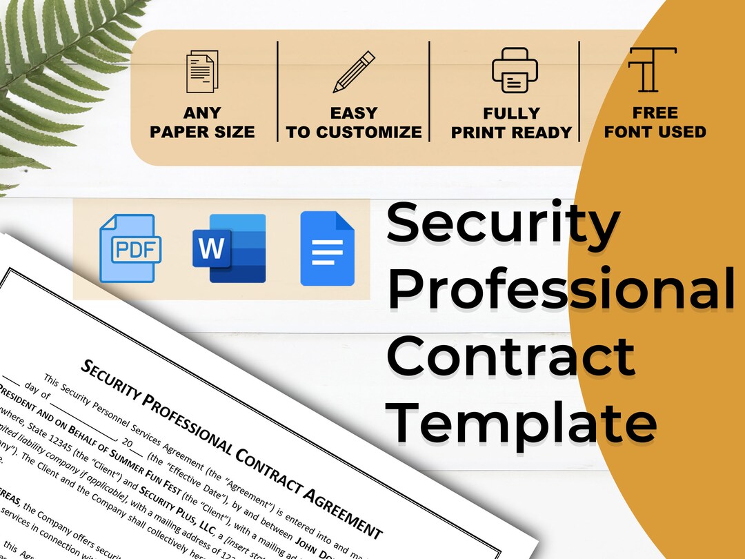 Security Professional Contract Template: Customizable Business ...