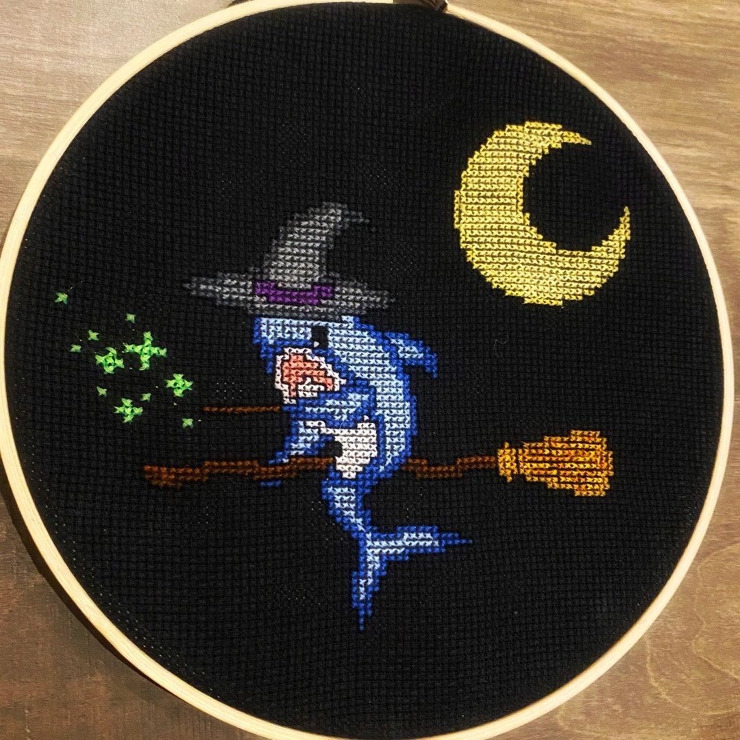 Shark Witch on a Broom Cross Stitch Pattern PDF - Etsy Canada