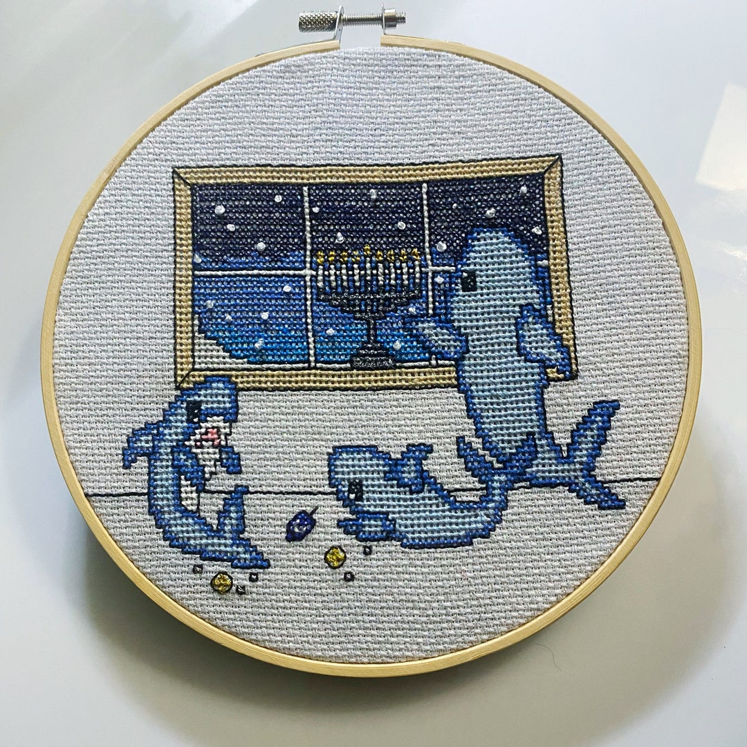 Hanukkah Sharks Cross Stitch Pattern PDF - Etsy