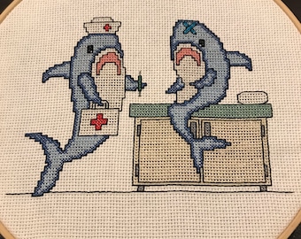 Biting Booth Shark Cross Stitch Pattern PDF | Etsy