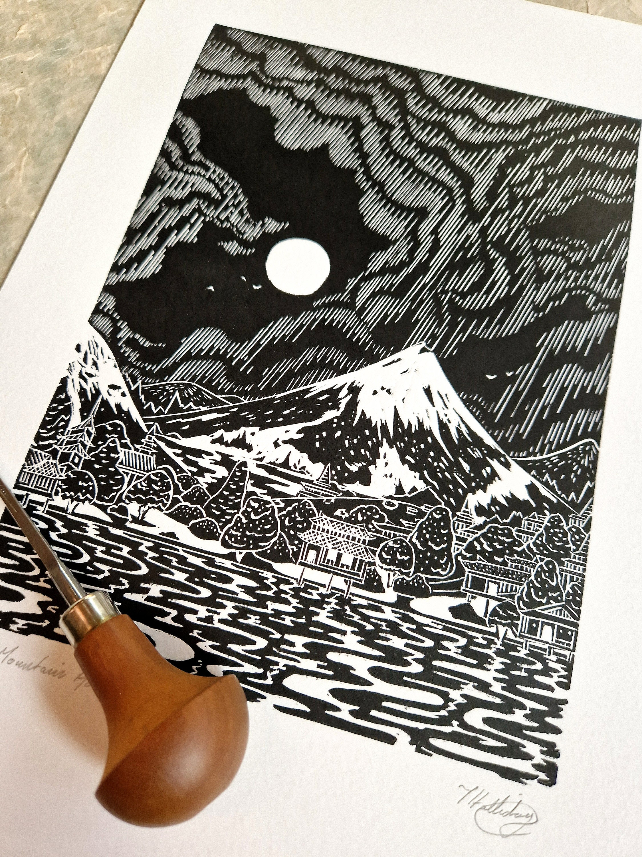 Mountain Hold - Black - Original Lino Print - Etsy
