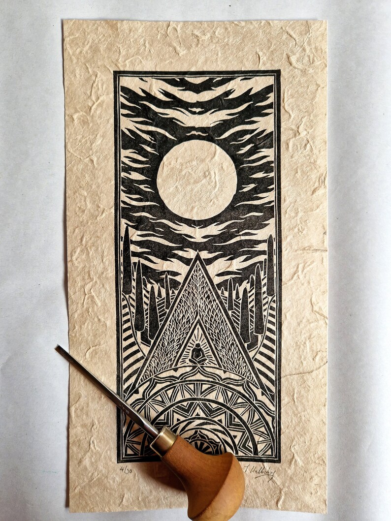 Campfire - Original Lino Print - Etsy UK