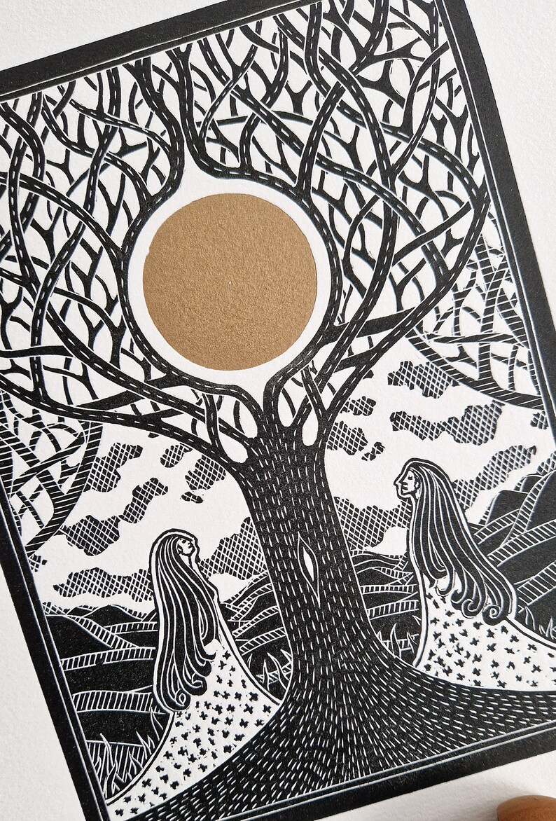 Sun Lovers Original Lino Print - Etsy