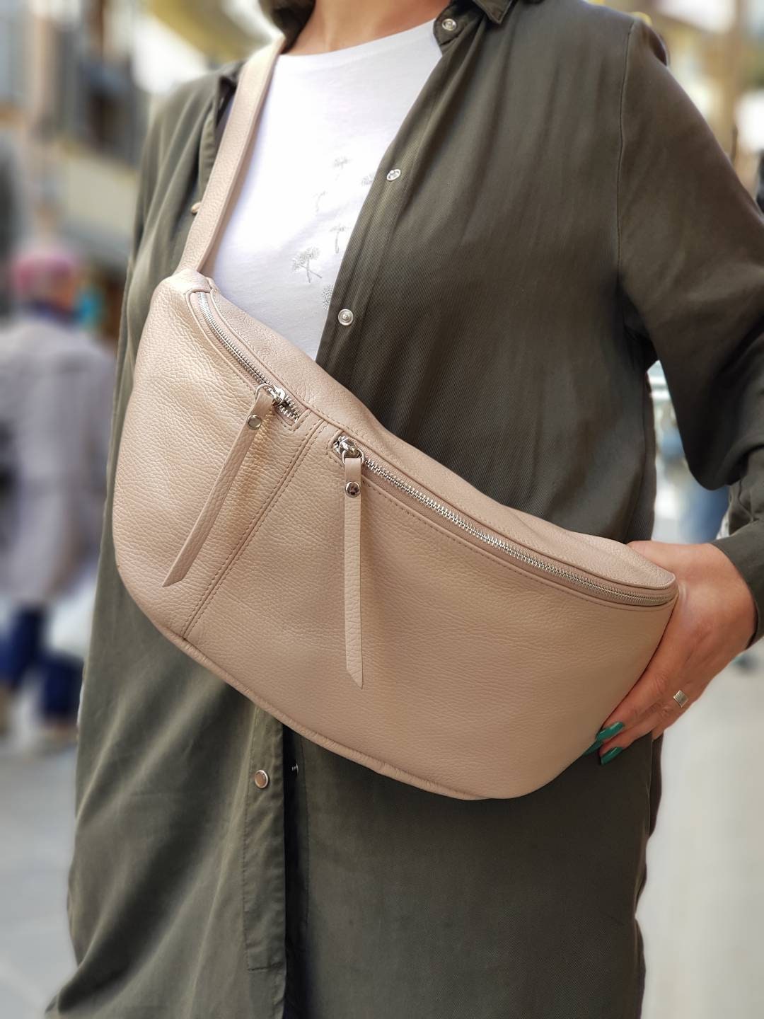 Large Sling Bag for Women/leather Fanny Pack Woman/full Grain - Etsy