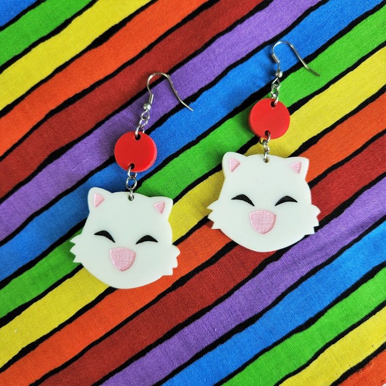 Moogle Video Game Laser Cut Acrylic Dangle Kawaii Earrings - Etsy