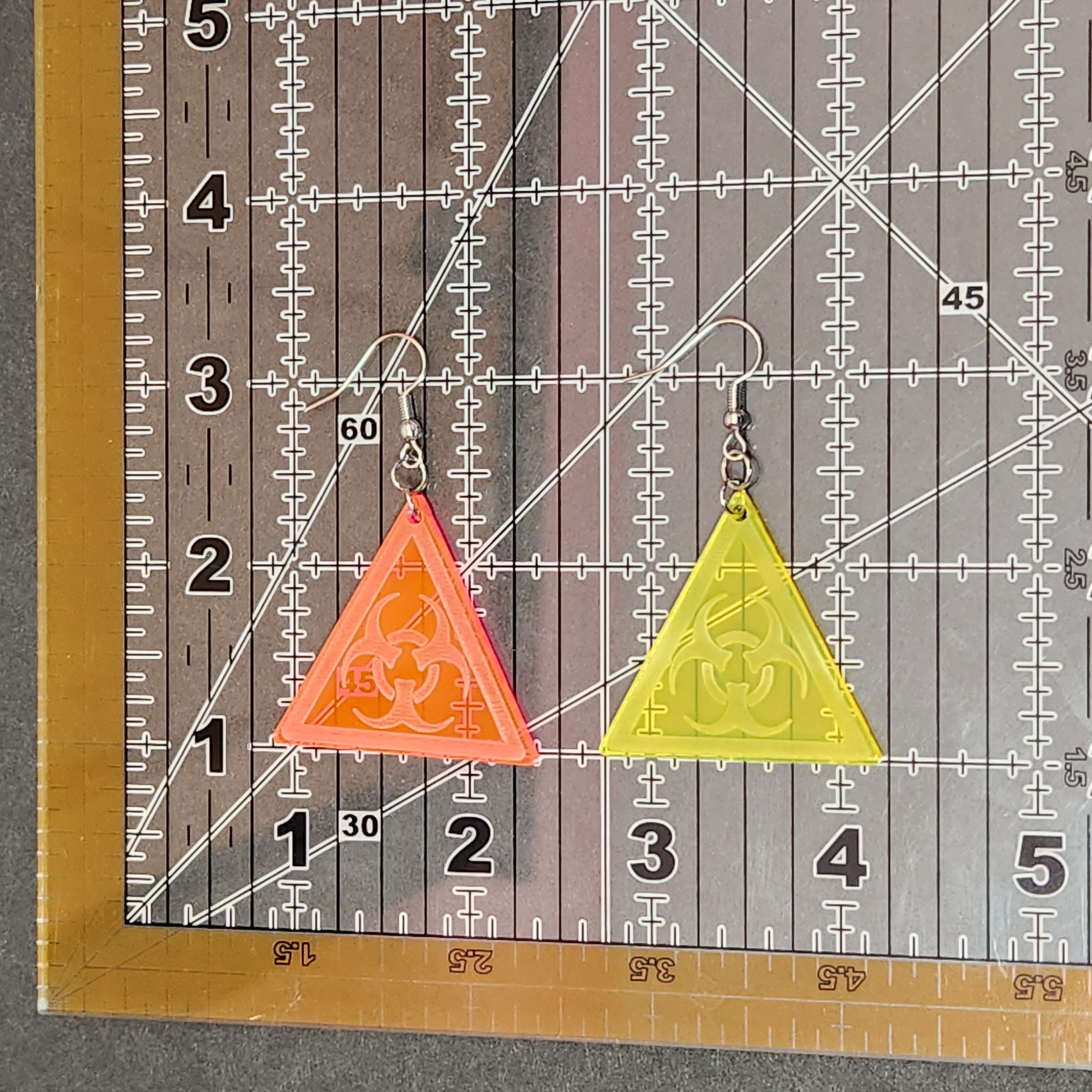 Biohazard Symbol Glow Neon Blacklight Yellow Orange Pink Toxic Triangle ...