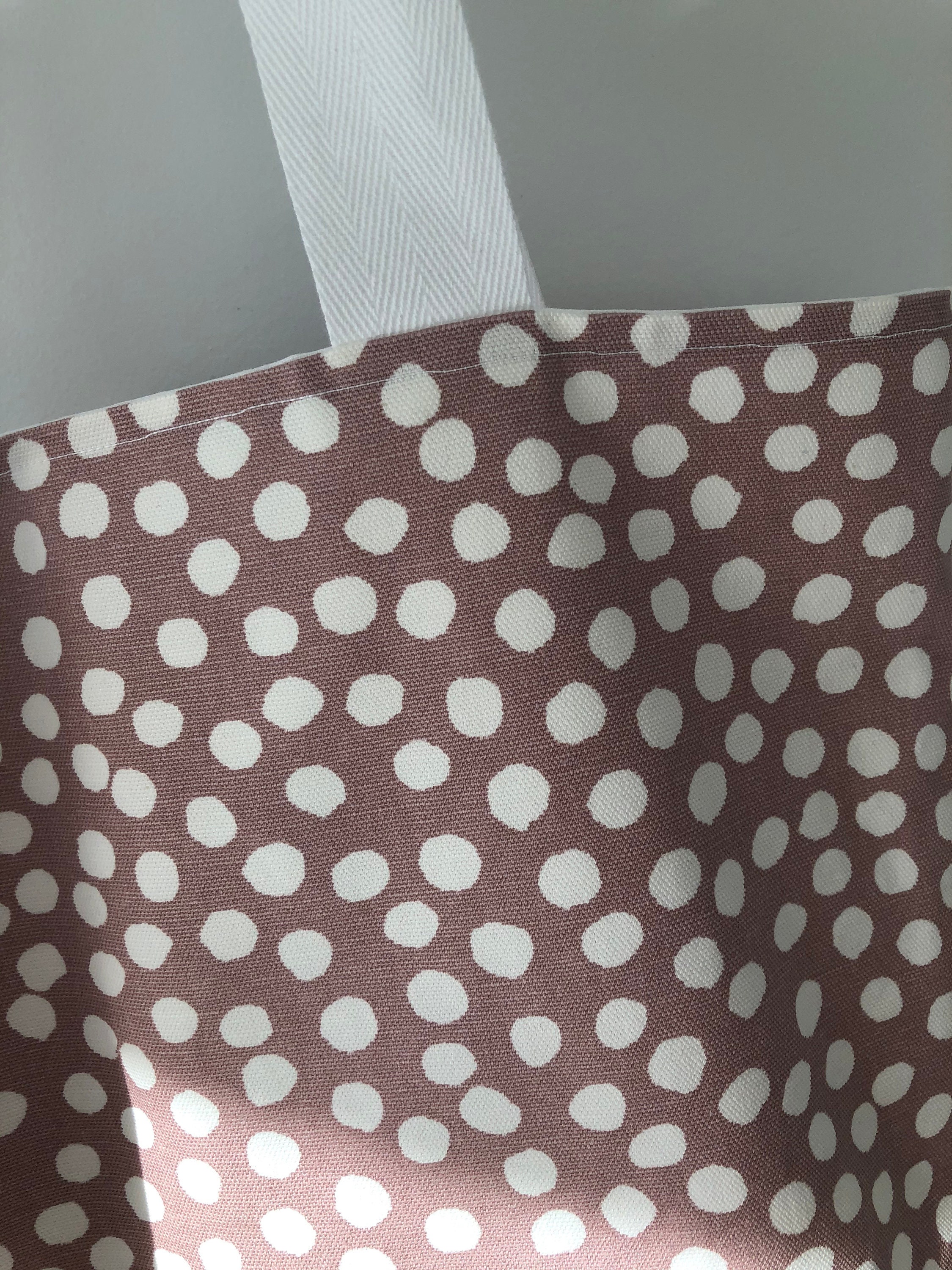 Tote Bag Lined Internal Pocket Pink With White Spot Buzoku Cotton Duck ...
