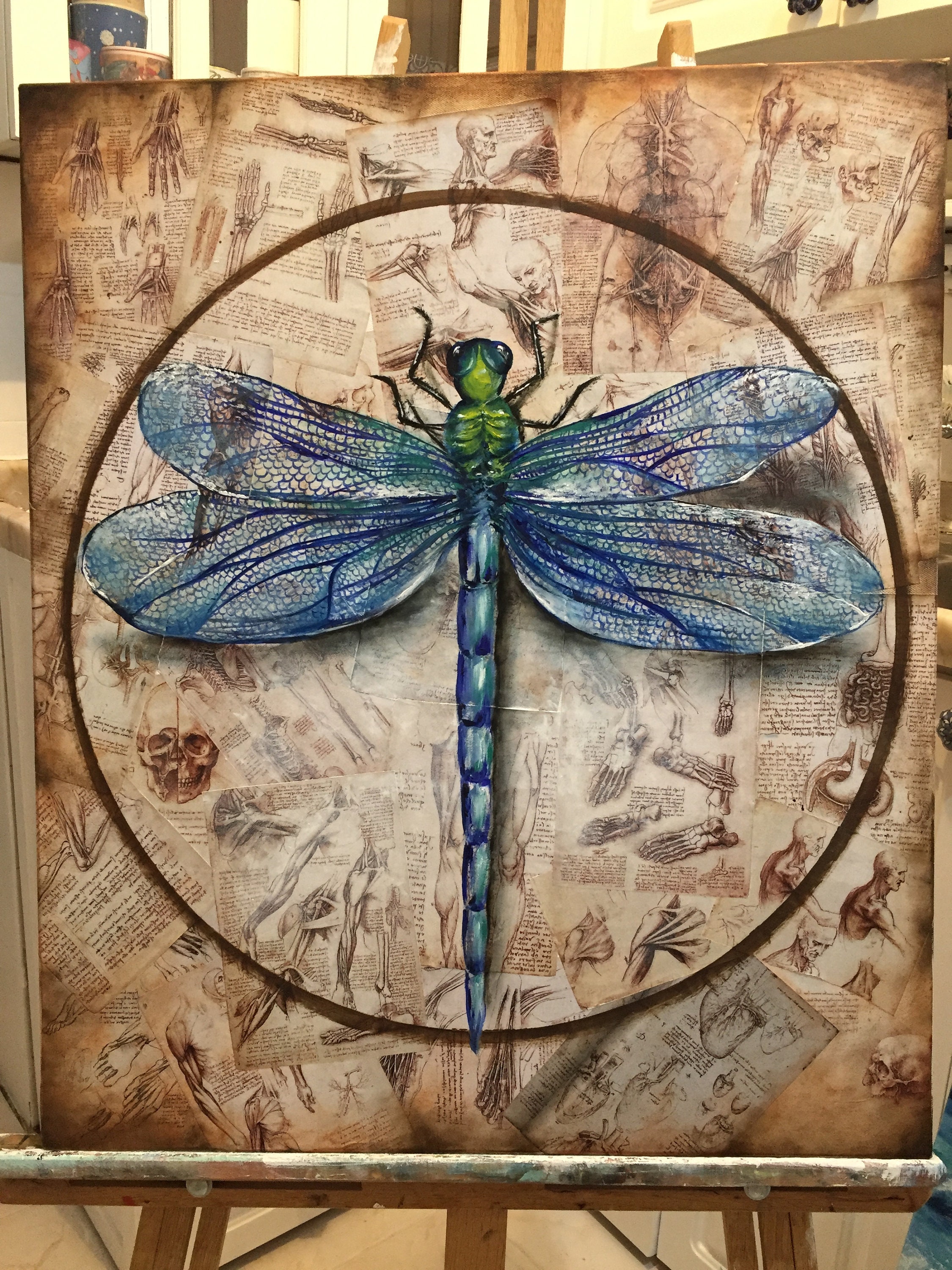 Dragonfly and Da Vinci Drawings Luck on Health Original | Etsy