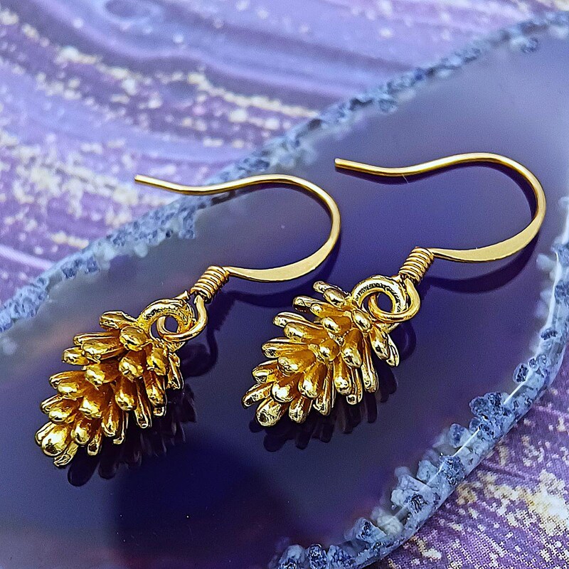 Gold Pine Cones Earrings - Etsy UK