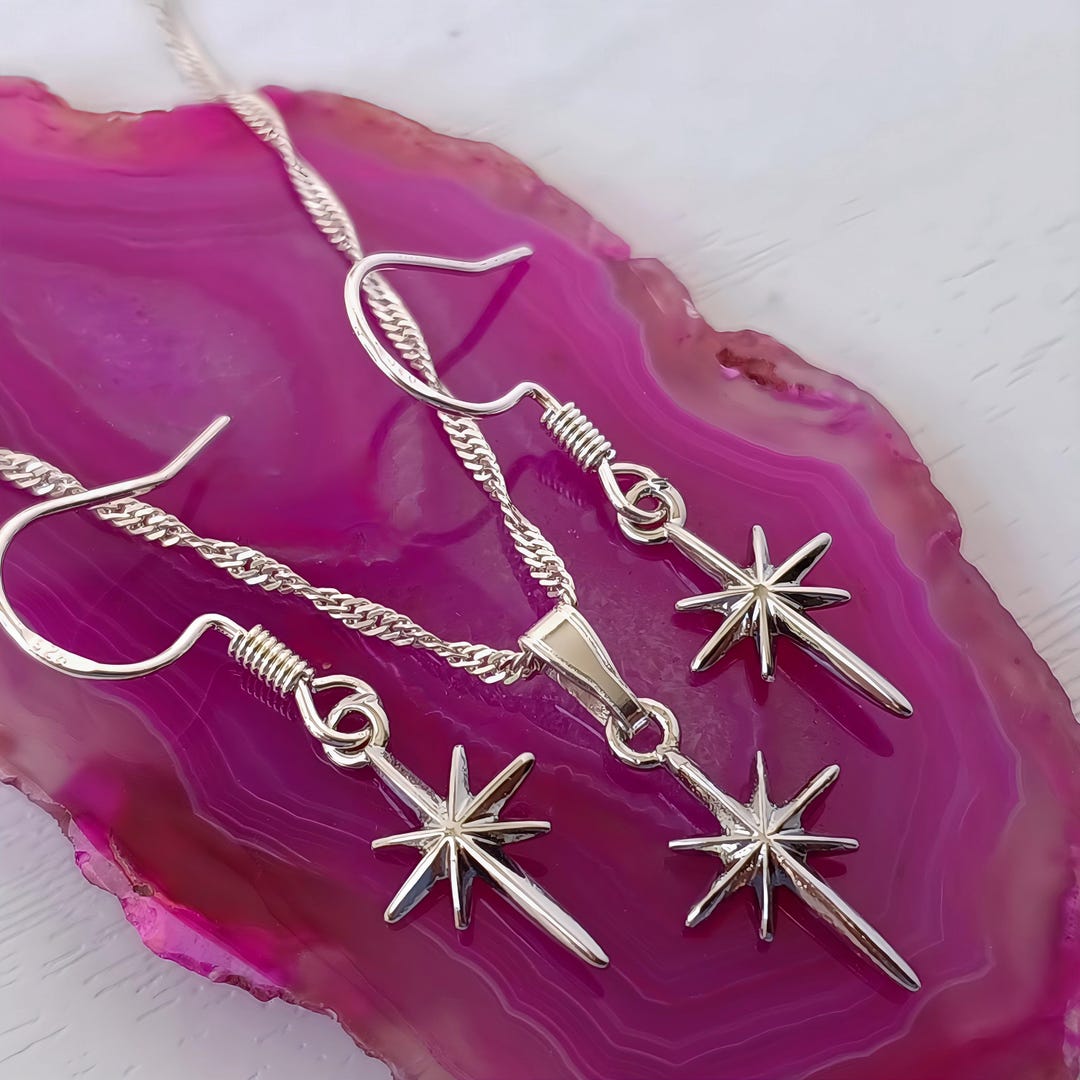 Sterling Silver Star Jewellery Set: Recycled Chain, Vegan Gift - Etsy UK