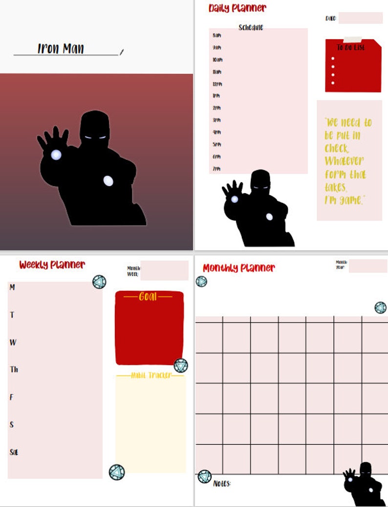 Printable Marvel Themed Planners *daily/weekly/monthly* - Etsy