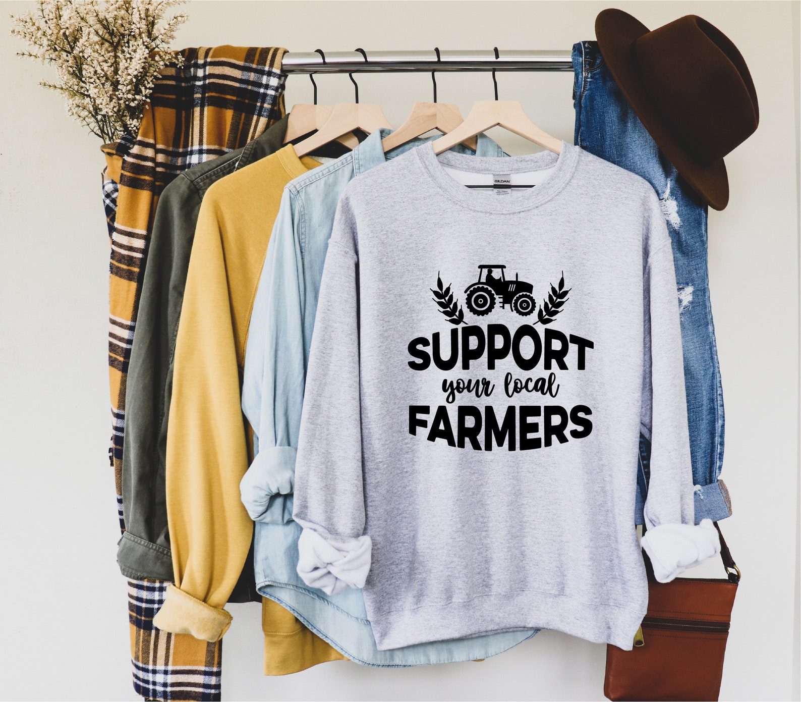 Farm Sweatshirt Support Your Local Farmer Sweatshirt Support - Etsy
