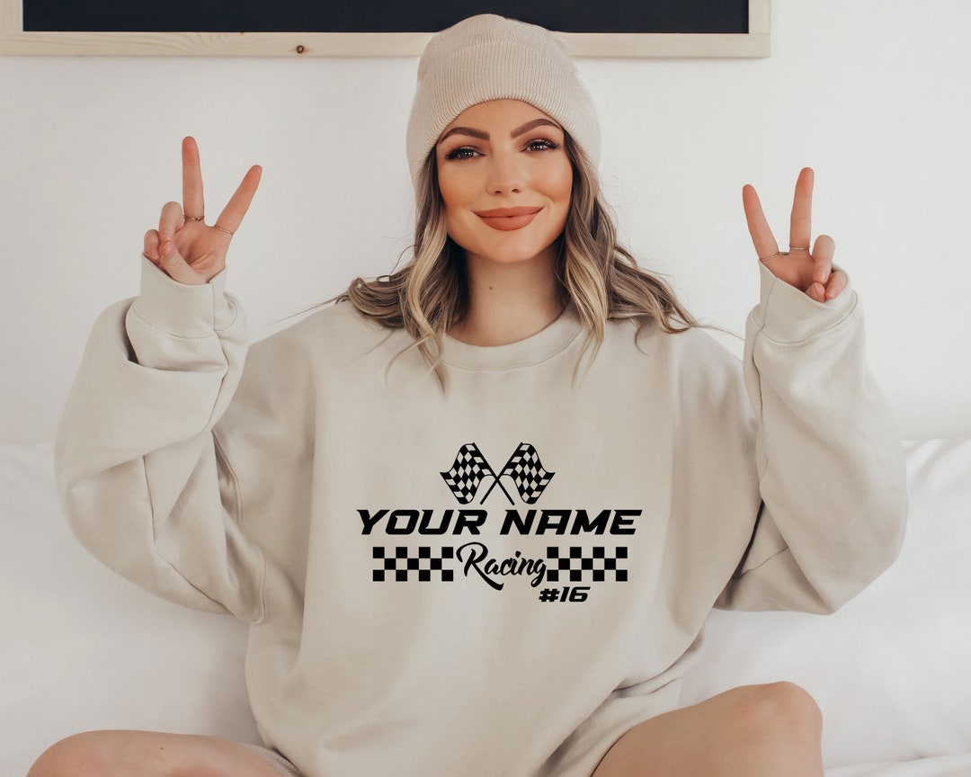 Personalized Racing With Number and Name Sweatshirt, Custom Racing Your ...