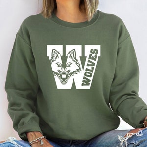 Wolves School Mascot Sweatshirt, Custom High School Team Shirt, School ...