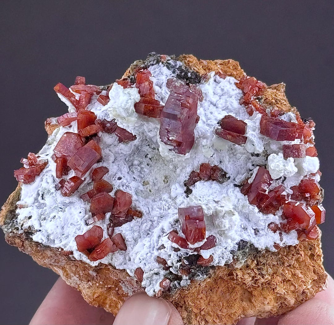 Rare Combination Vanadinite Calcite and Manganese in Perfect Conditions ...
