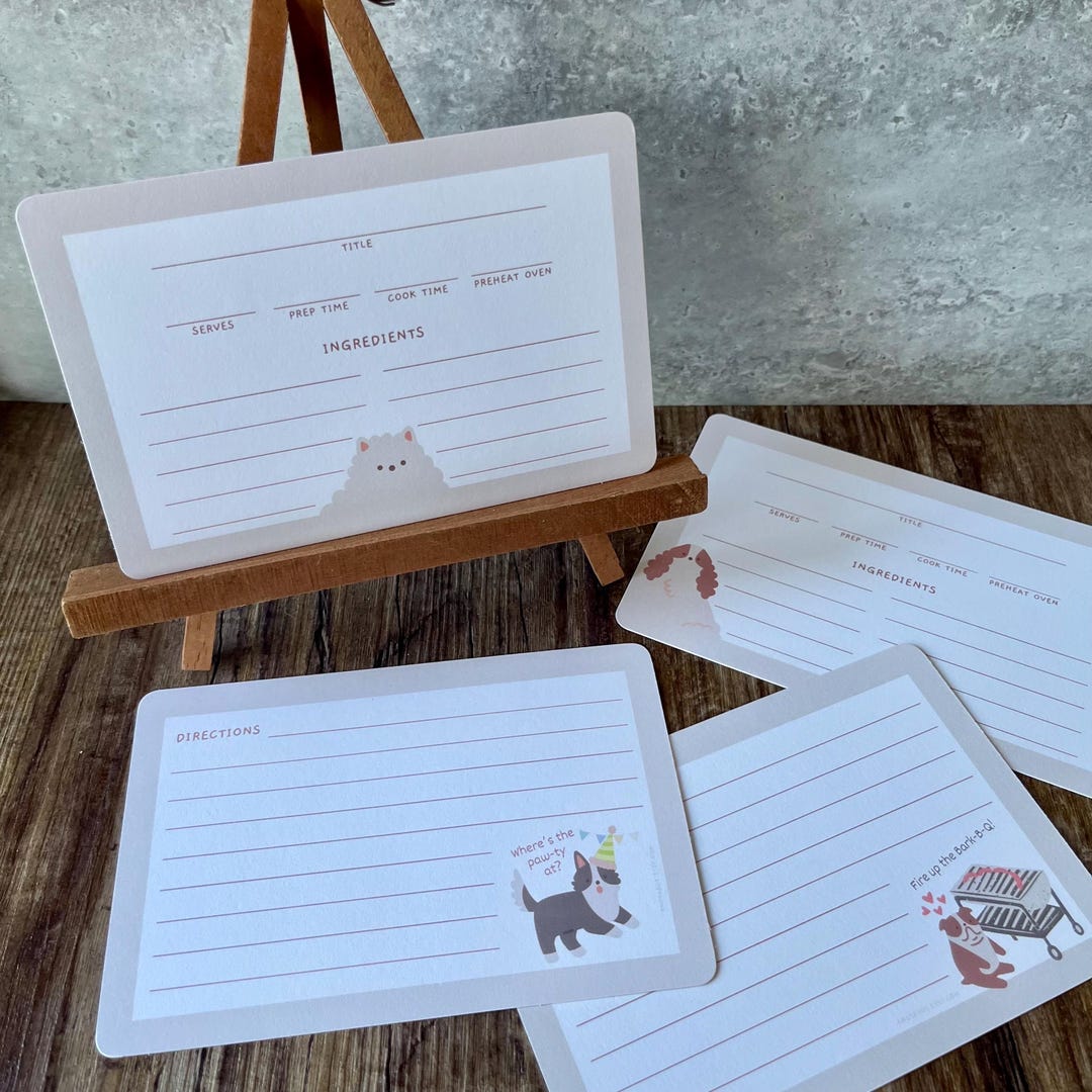 Dog Lover's Recipe Cards (15 Pack, Uncoated) - Etsy