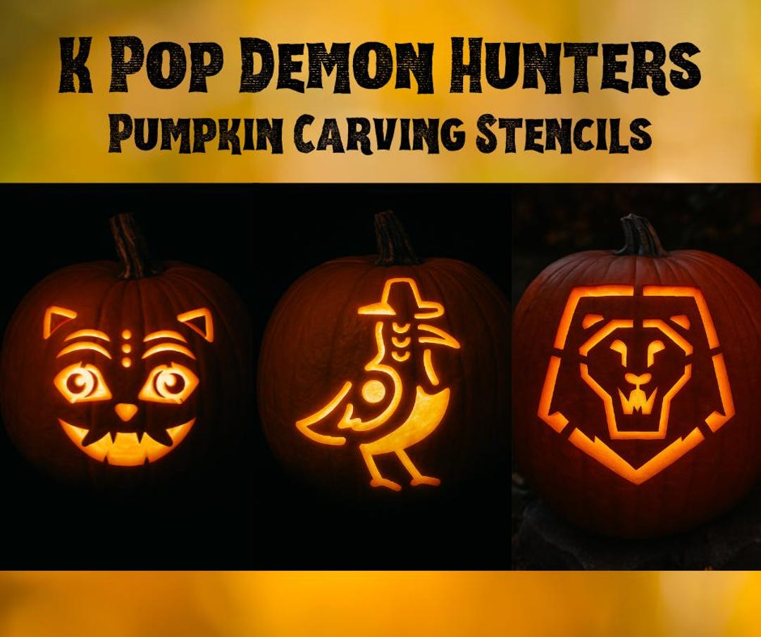 Kpop Demon Hunters Pumpkin Carving Stencils | K Pop Halloween Decor | Derpy Tiger Carving ...