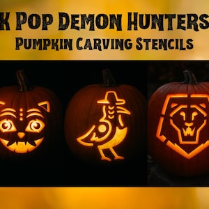 Kpop Demon Hunters Pumpkin Carving Stencils | K Pop Halloween Decor | Derpy Tiger Carving ...