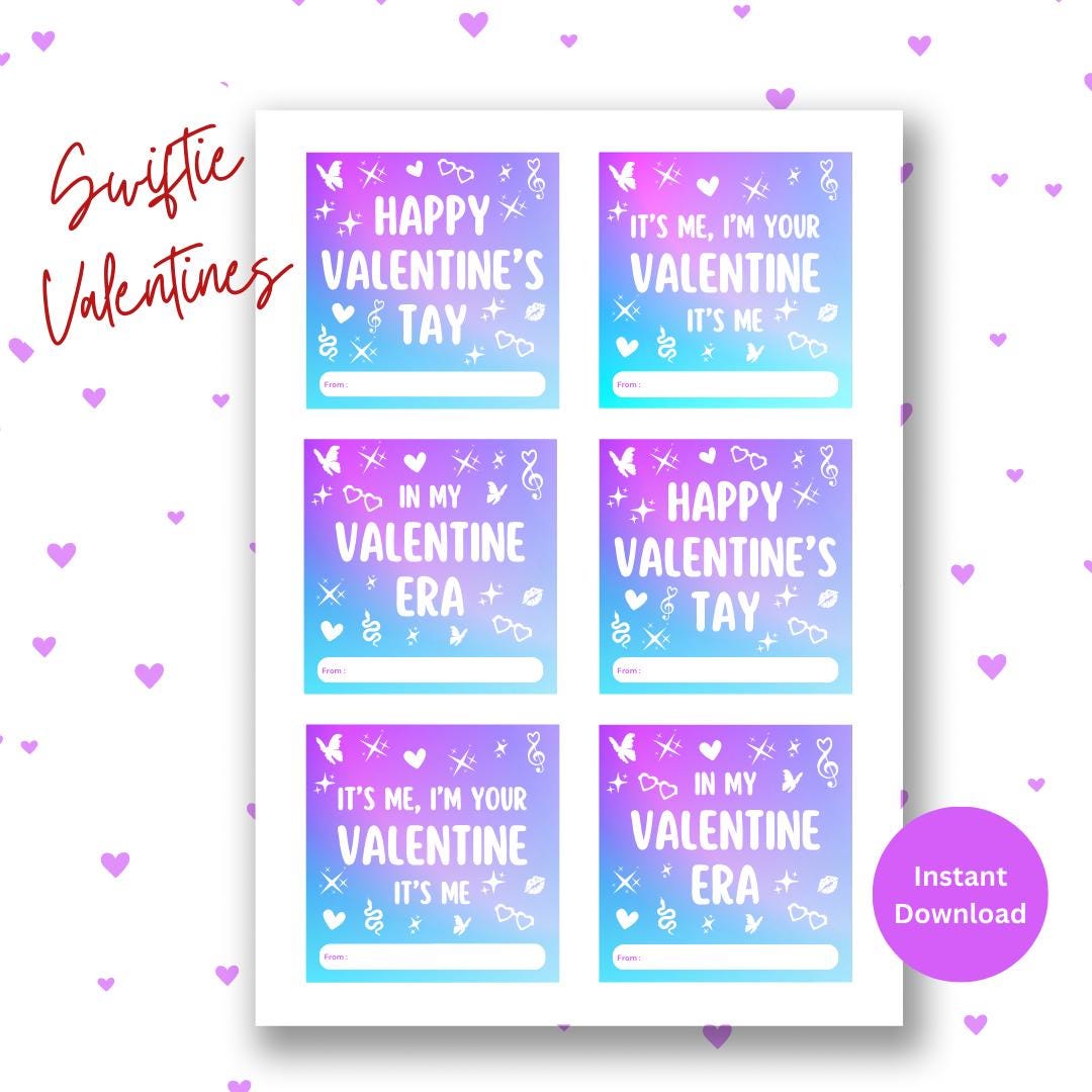 Taylor Swift Inspired Printable Valentines, Swiftie Valentines ...