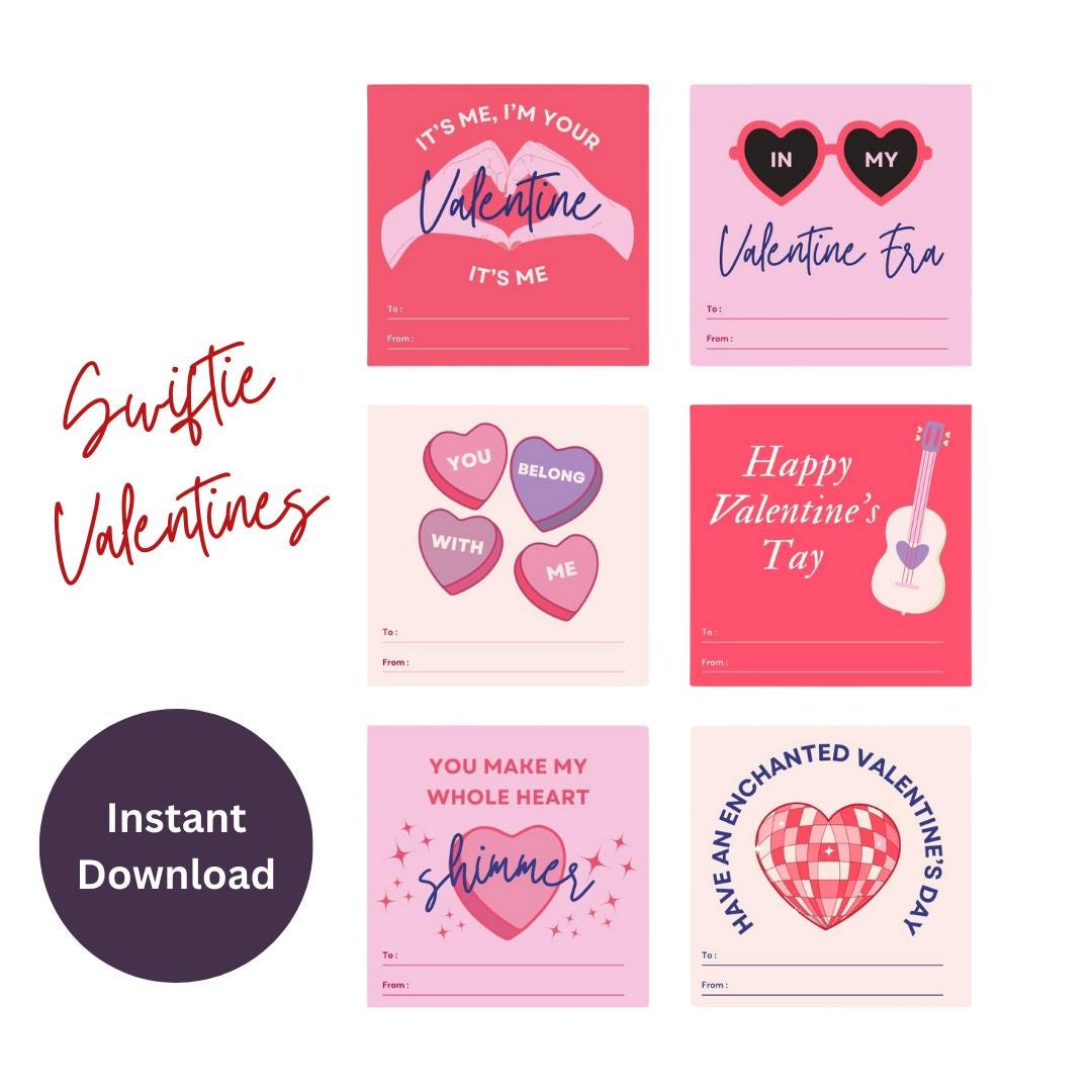 Taylor Swift Inspired Printable Valentines, Swiftie Valentines ...