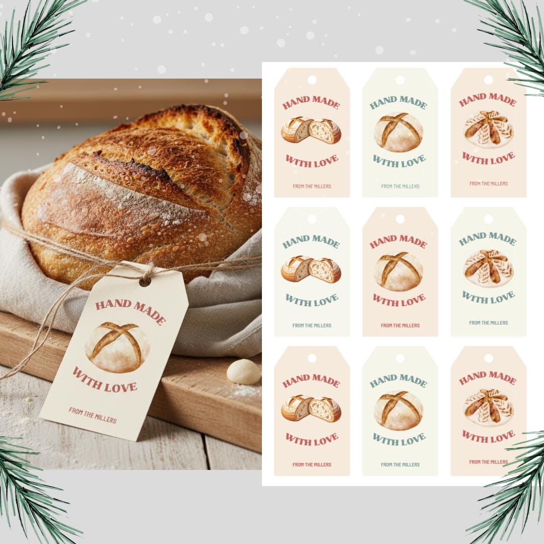 Editable Sourdough Gift Tags | Rustic Bread Labels (canva Template) - Etsy