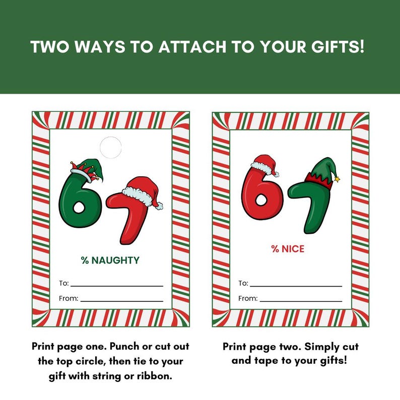 Funny '67' Christmas Gift Tags Printable | Meme Holiday Tags (digital ...
