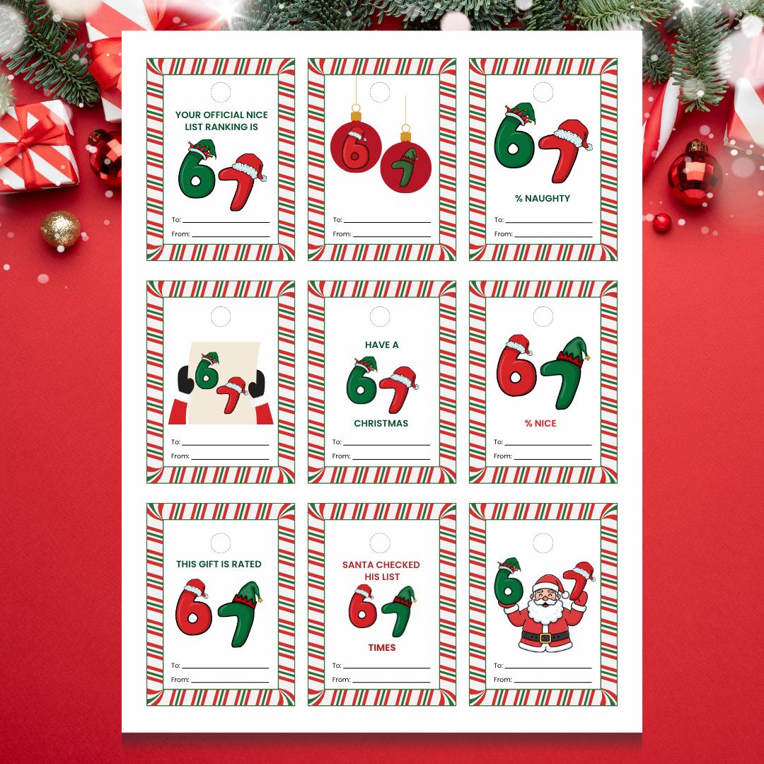 Funny '67' Christmas Gift Tags Printable | Meme Holiday Tags (digital ...
