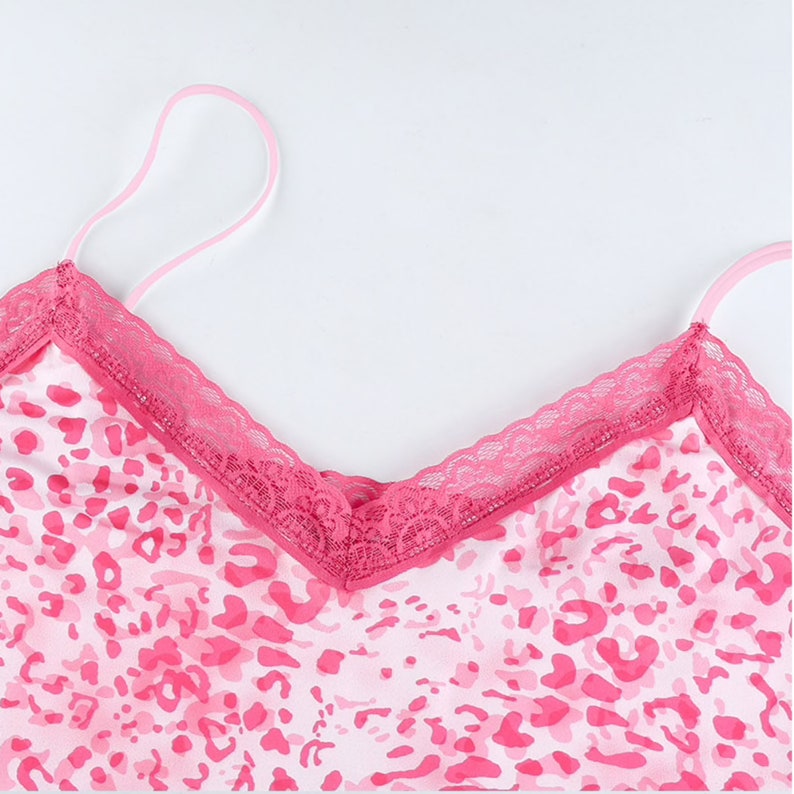 Y2k Leopard Cami Lace Crop Top Cheetah Print Pink Blue Etsy