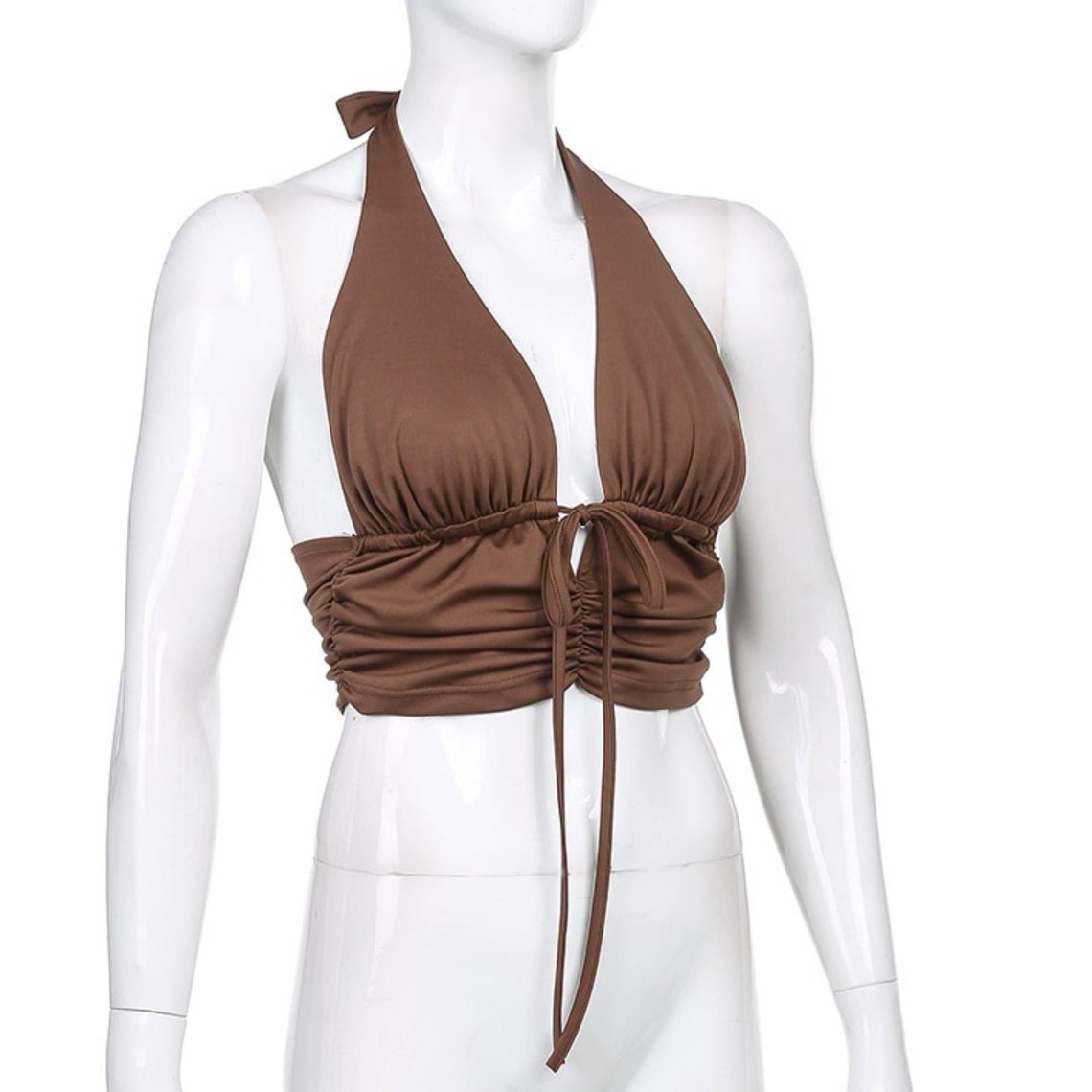 Y2K Top Halter Top Brown Top Early 2000s 00 Vintage Shirt | Etsy