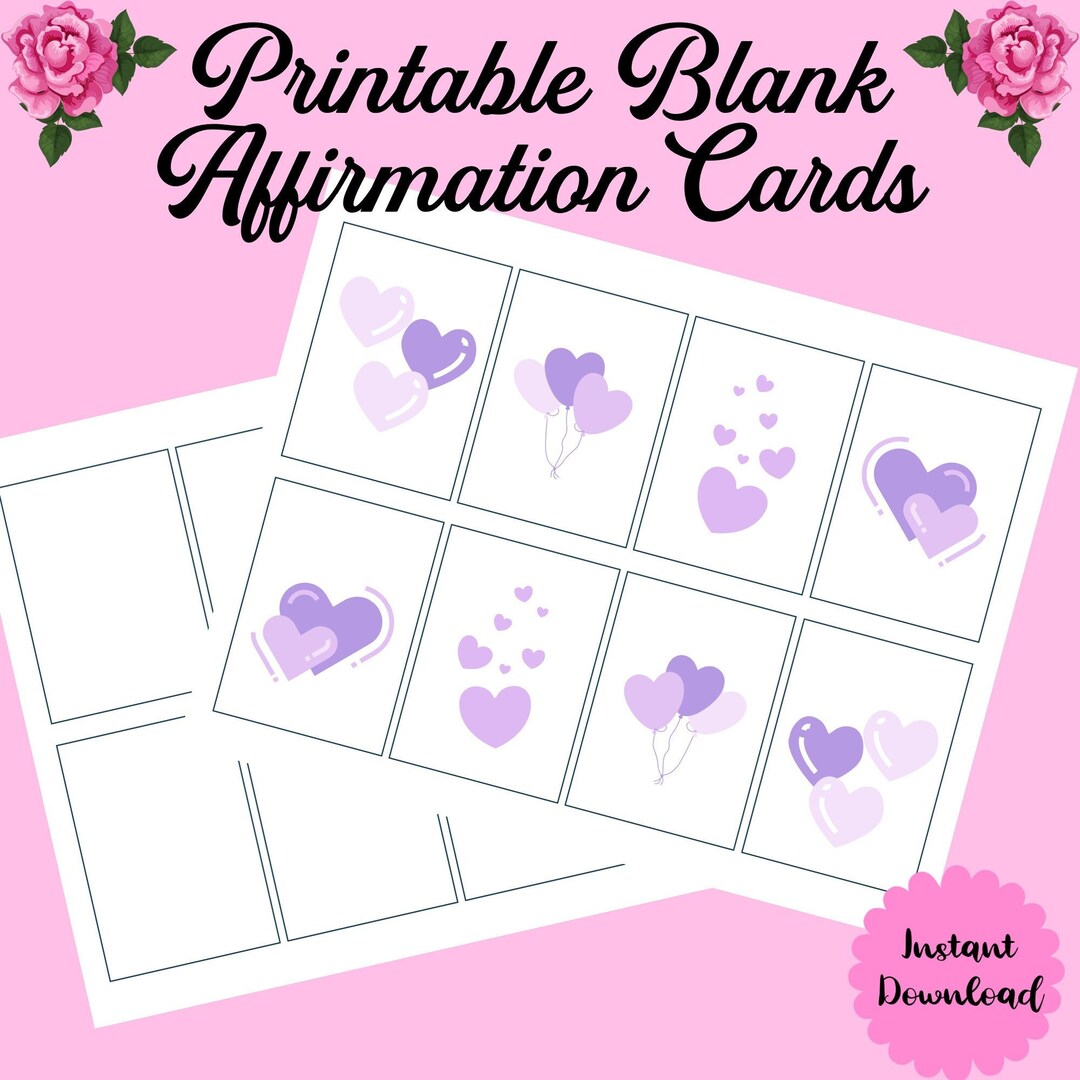 Printable Blank Affirmation Cards Purple Affirmation Cards - Etsy Canada