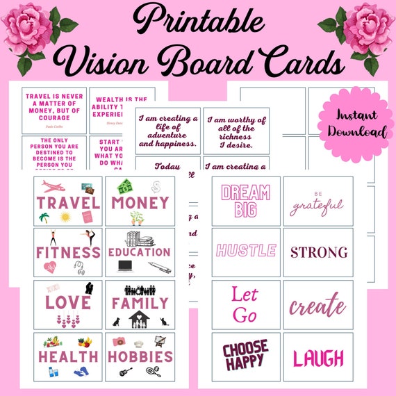 Printable Vision Board Quote Cards Vision Board Party Dream | Etsy