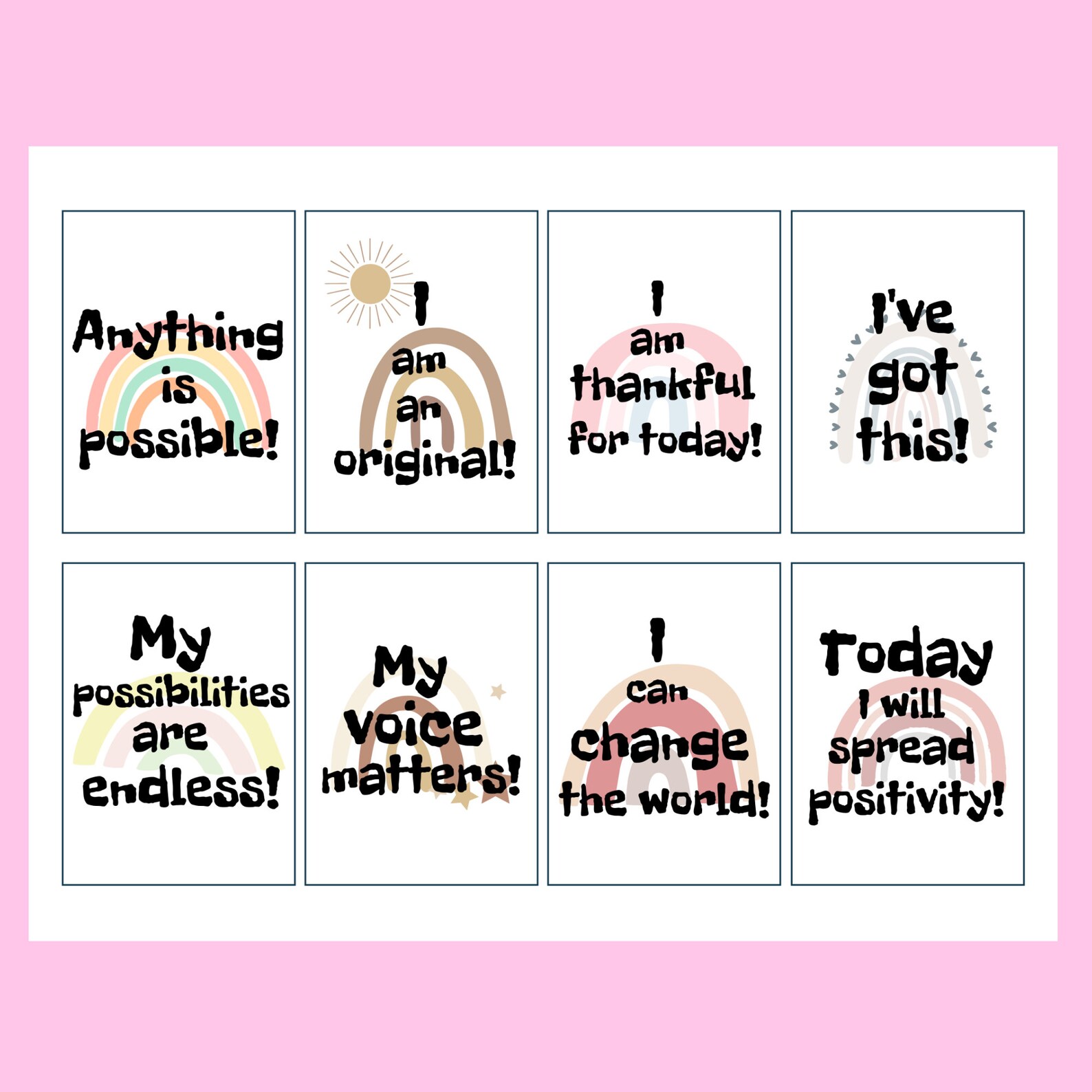 Printable Affirmation Cards For Kids Kids Affirmations Back Etsy