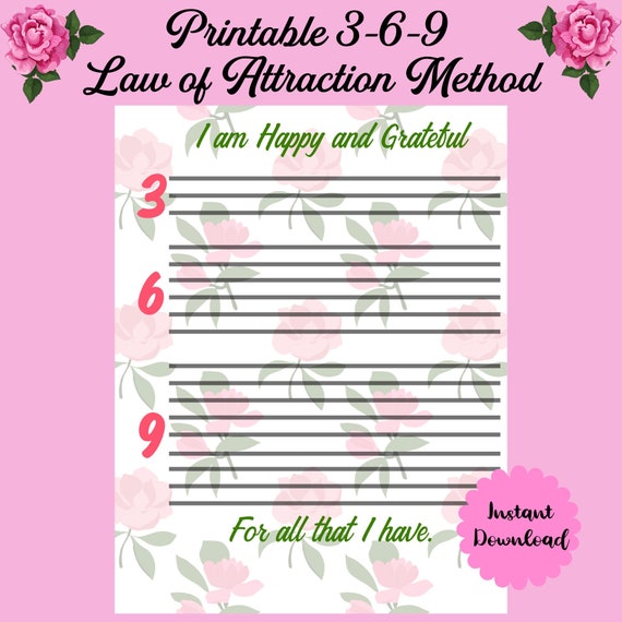 3-6-9 Method Manifestation Tool Manifestation Technique - Etsy