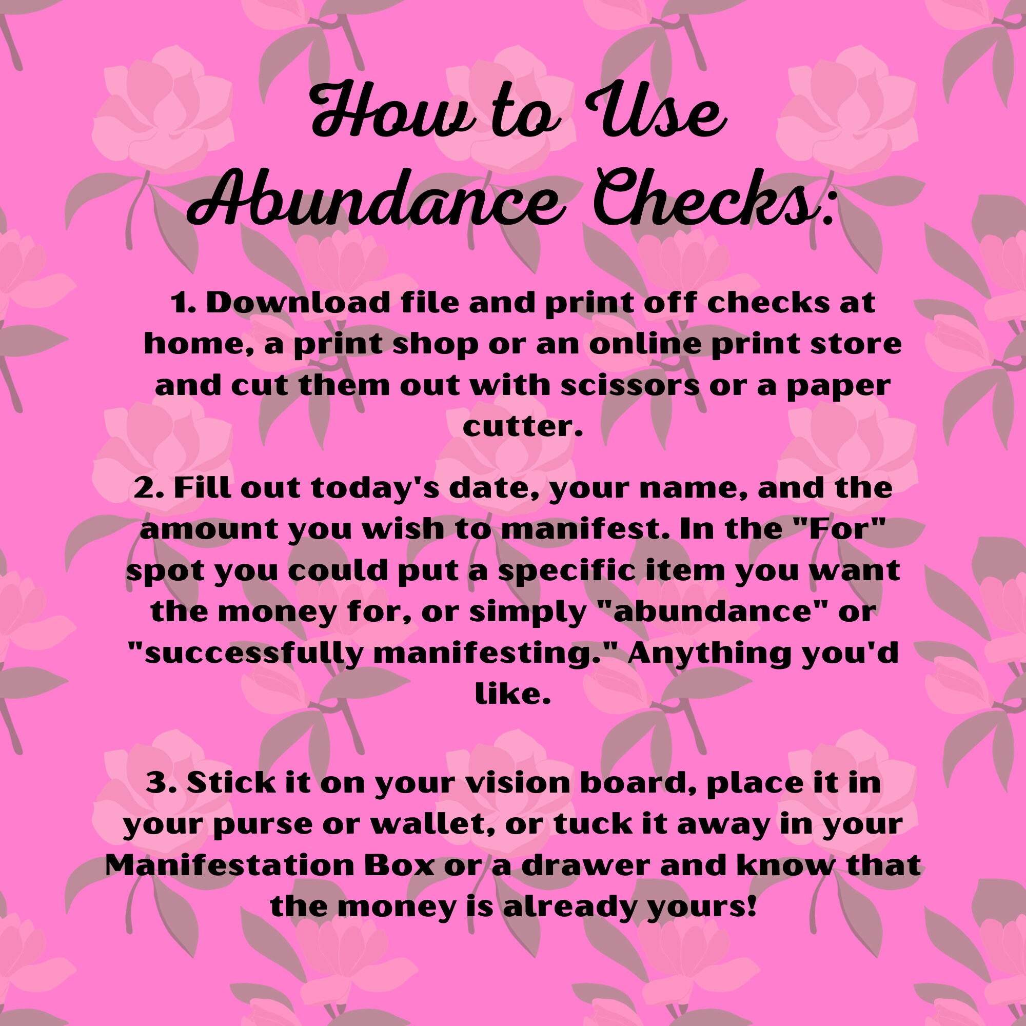 Abundance Checks, Money Manifestation Checks for Vision Board ...