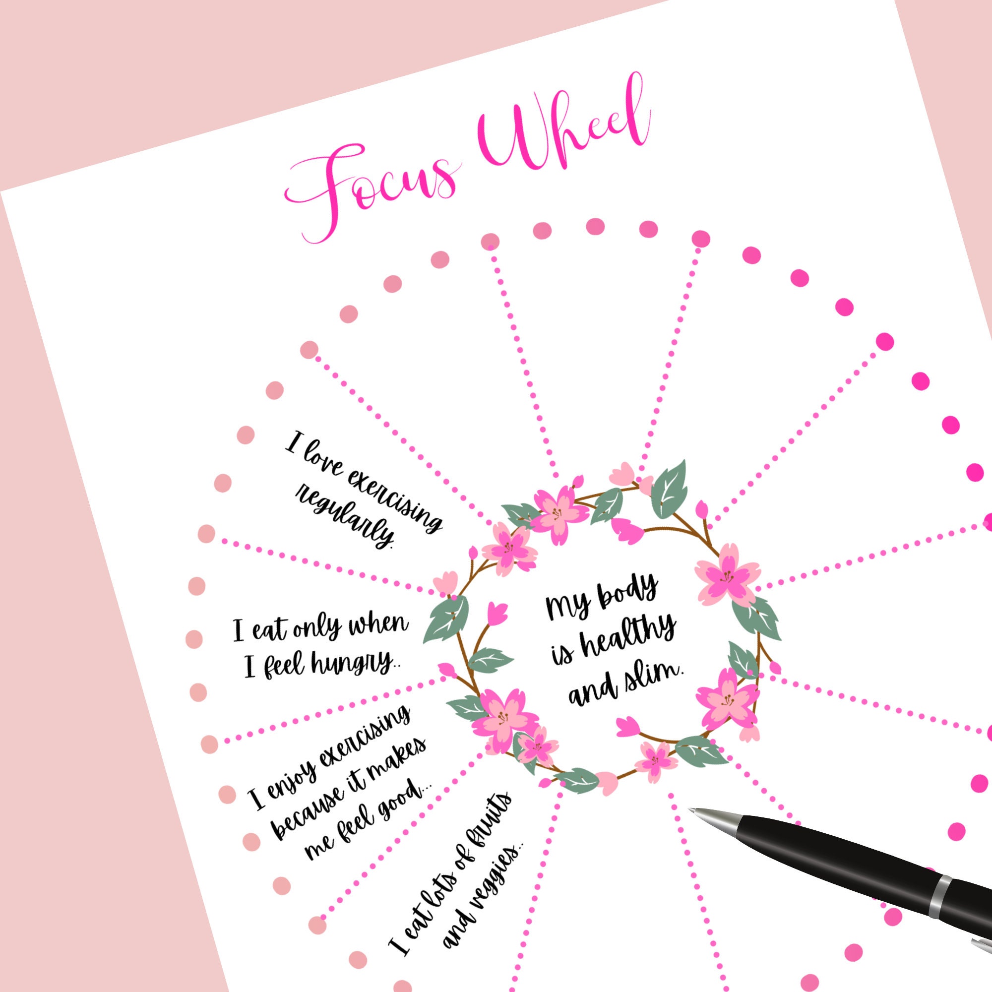 Printable Focus Wheel, Goal Worksheet, Manifestation Tools, Digital ...