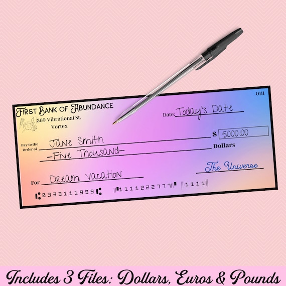 Universe Check Abundance Checks Vision Board Check | Etsy