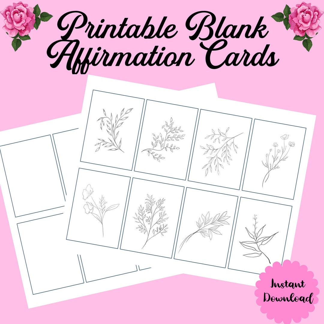 Printable Blank Affirmation Cards, Write Your Own Affirmations, Blank ...