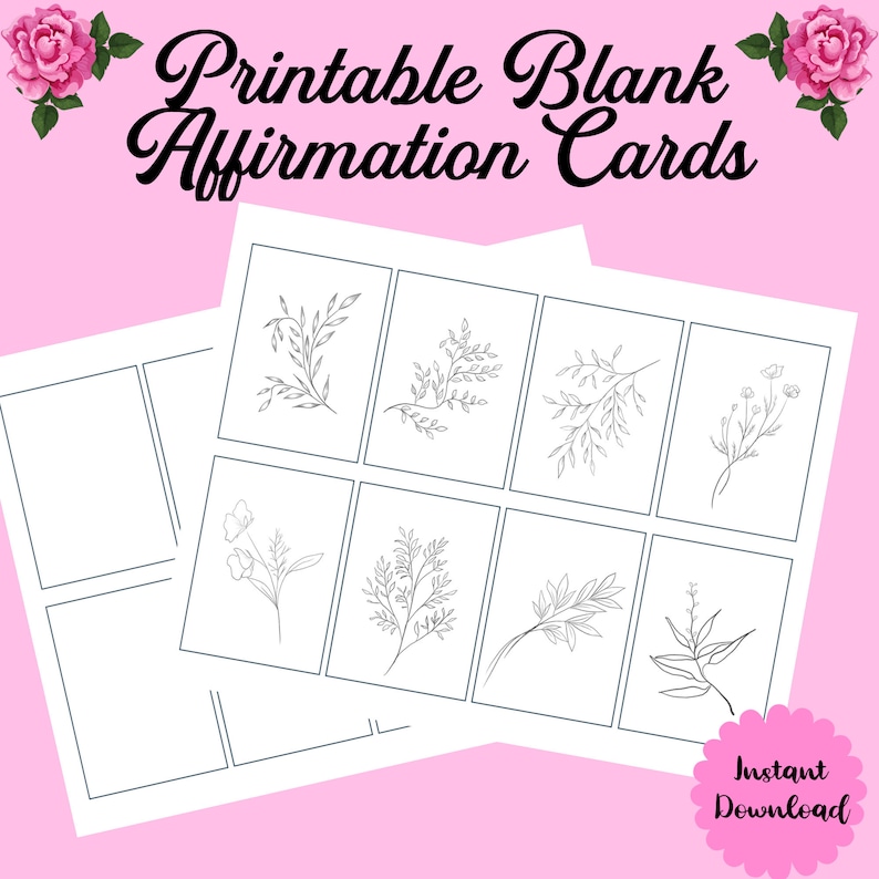 Printable Blank Affirmation Cards, Write Your Own Affirmations, Blank ...