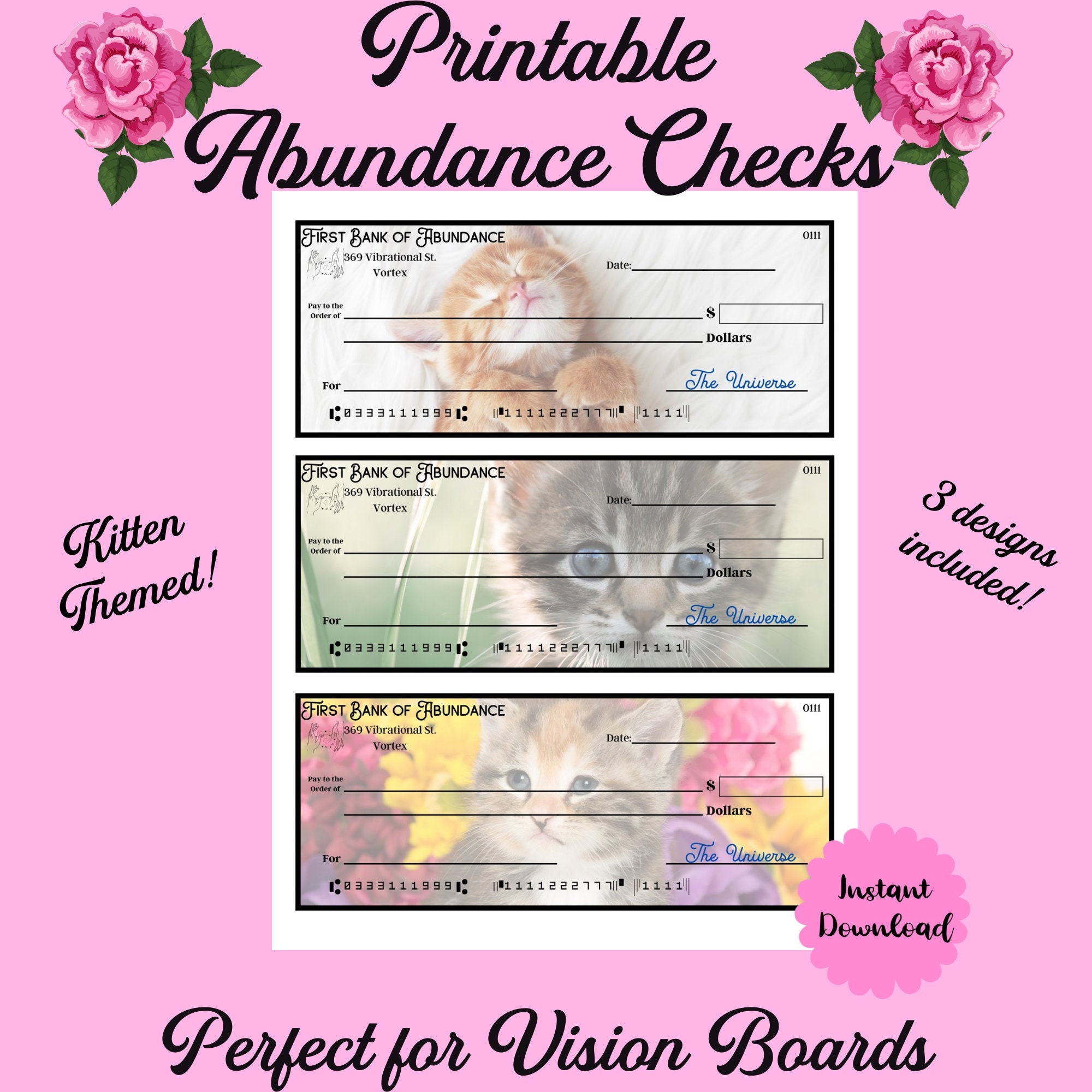 Printable Blank Abundance Checks Law of Attraction Law of | Etsy