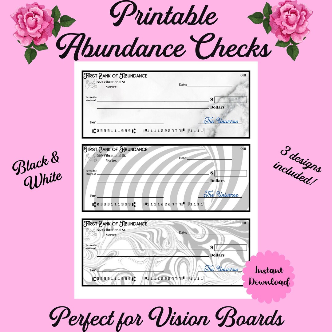 Abundance Checks, Money Manifestation Checks for Vision Board ...